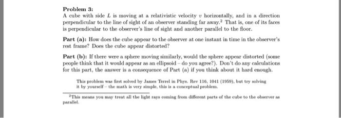 Solved Problem 3 A Cube With Side L Is Moving At A