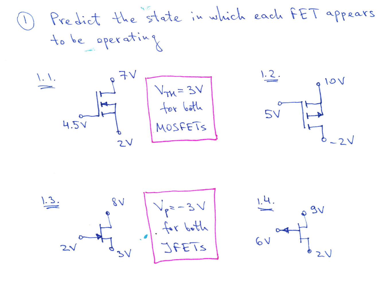 Solved Predict the state in which each FET appears to be | Chegg.com