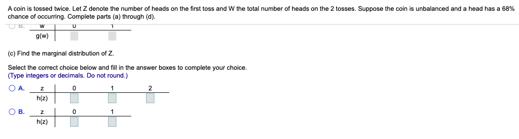 Solved A coin is tossed twice. Let Z denote the number of | Chegg.com