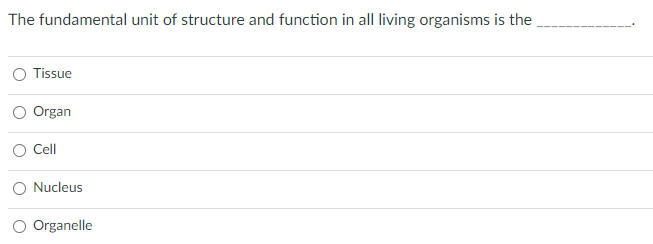 Solved The fundamental unit of structure and function in all | Chegg.com