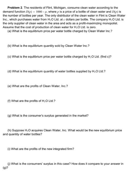 Solved The residents of Flint, Michigan, consume clean water | Chegg.com