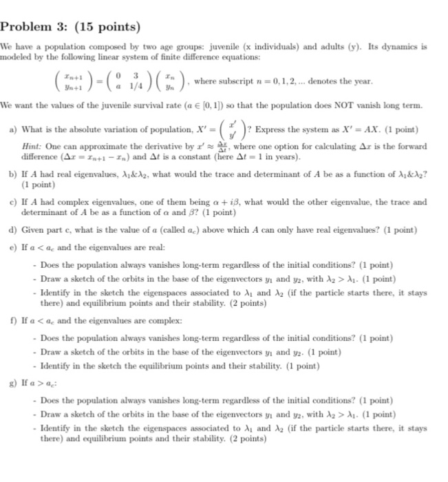 Solved Problem 3: (15 points) "We have a population composed | Chegg.com