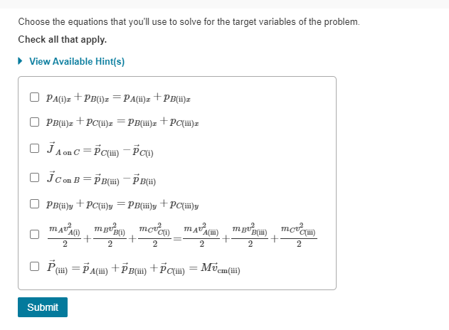 Choose the equations that you'll use to solve for the | Chegg.com
