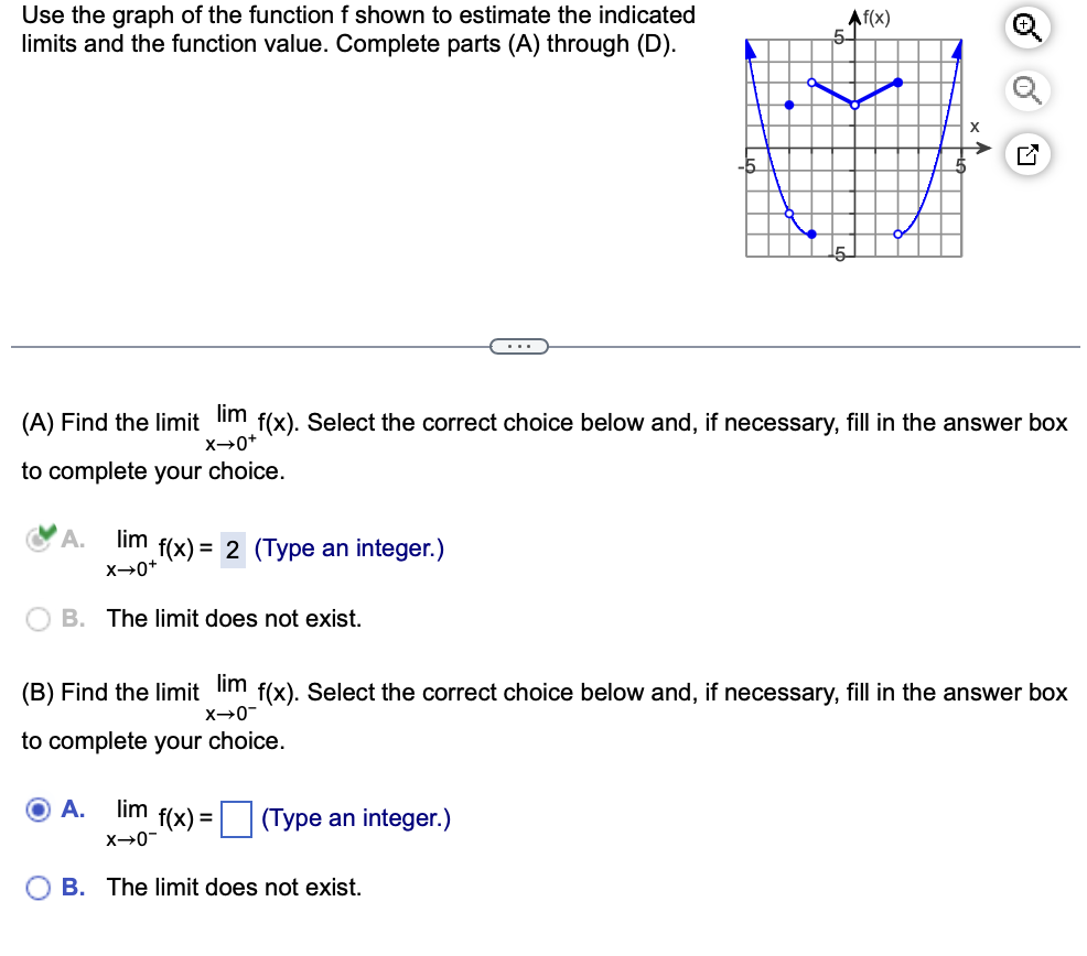 Solved (A) ﻿Find the limit limx→0+f(x). ﻿Select the correct | Chegg.com