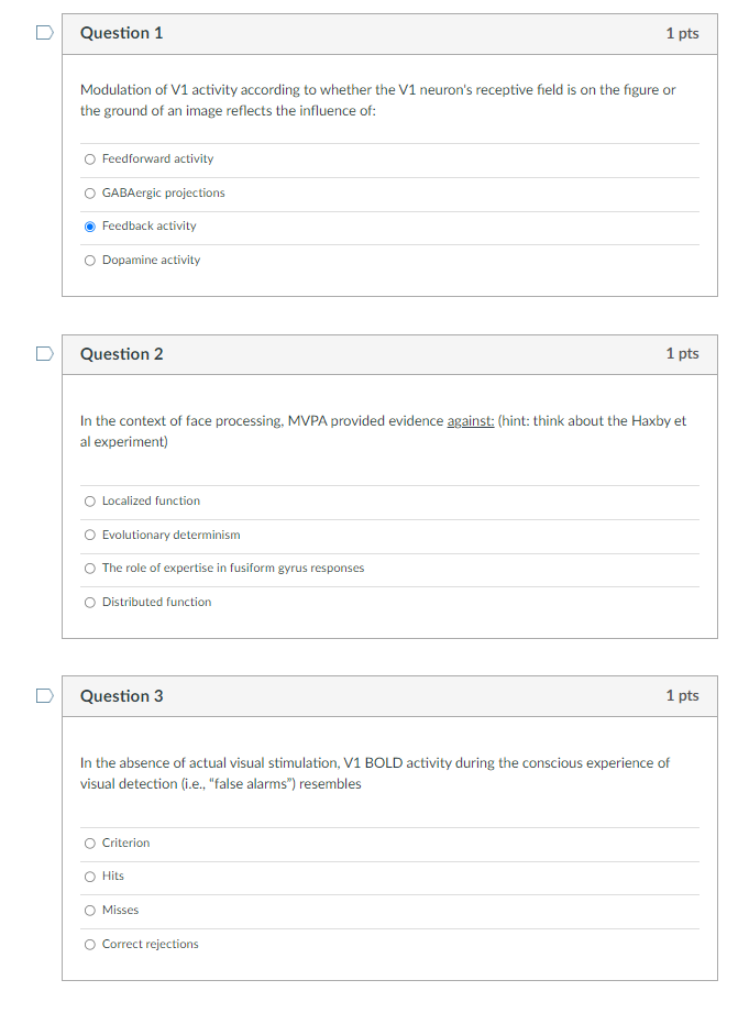 Solved Modulation of V1 activity according to whether the V1 | Chegg.com