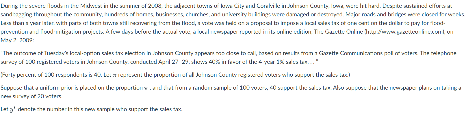 Find the posterior distribution of π and provide the | Chegg.com