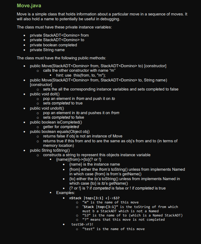 Solved Solve move.java In this assignment, you are | Chegg.com