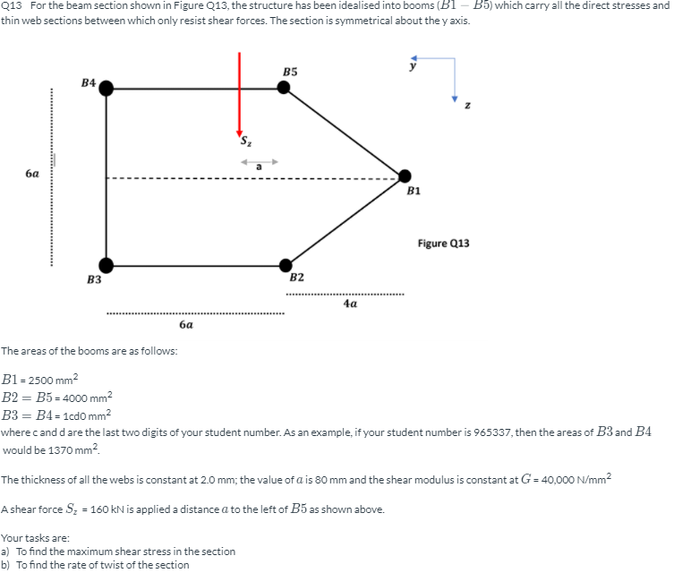 Solved 013 For the beam section shown in Figure Q13, the | Chegg.com