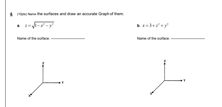 Solved 4. (10pts) Name the surfaces and draw an accurate | Chegg.com