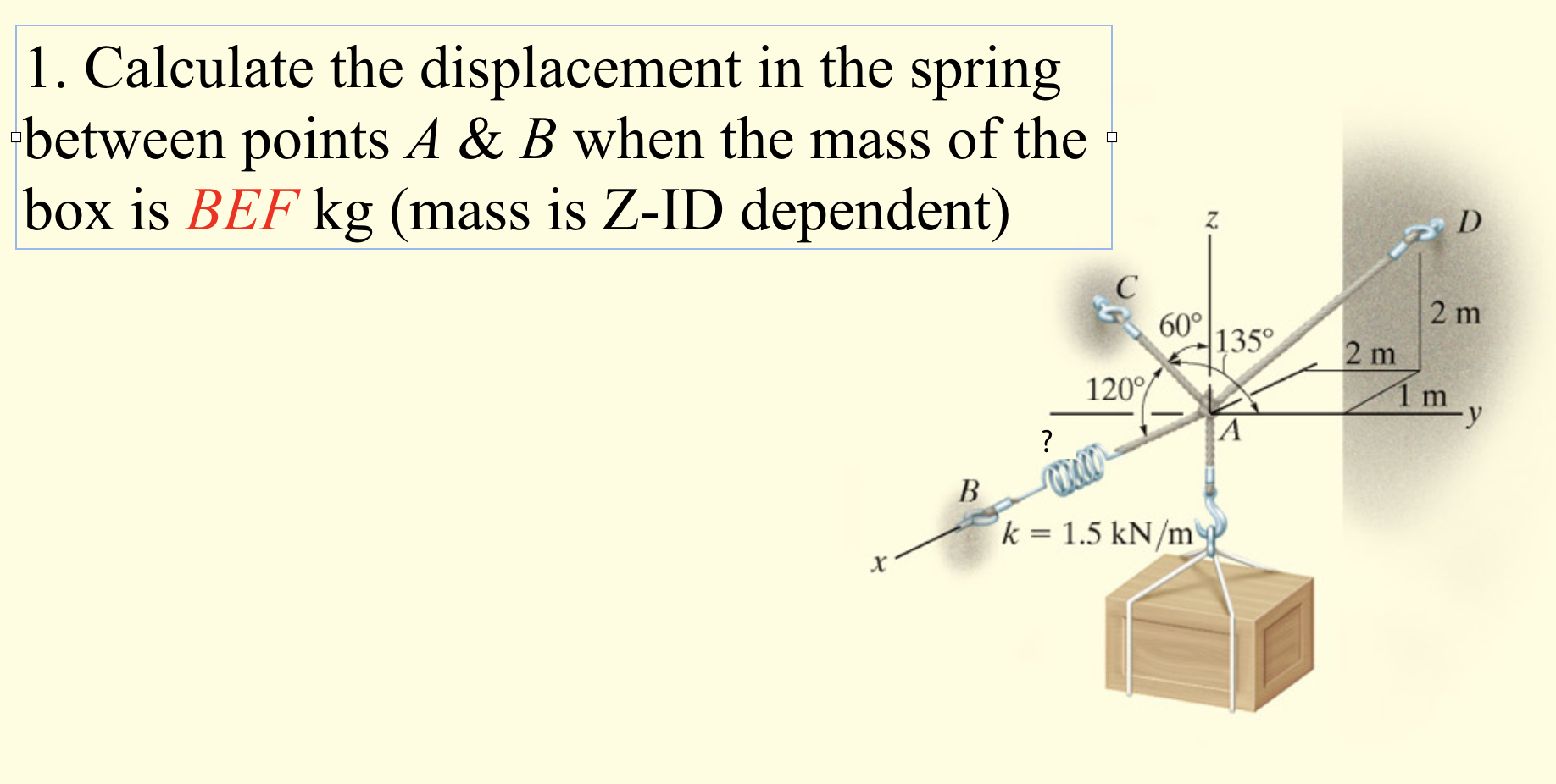 Solved 1. Calculate the displacement in the spring between | Chegg.com