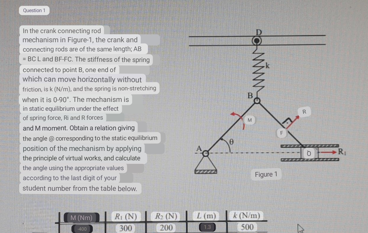 In the crank connecting rod mechanism in Figure-1, | Chegg.com