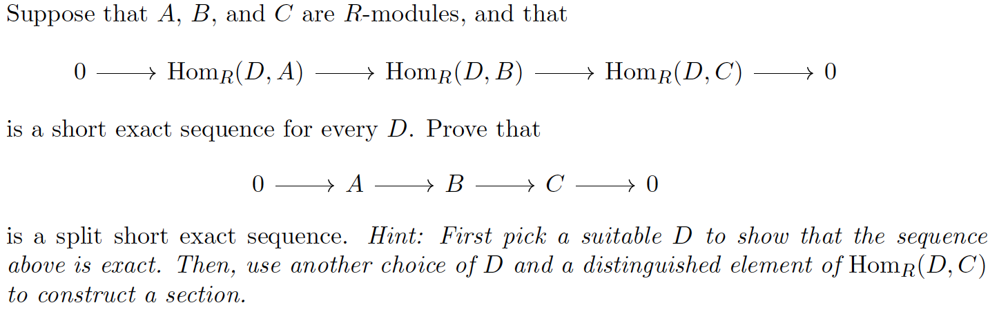 Solved Suppose that A, B, and C are R-modules, and that 0 → | Chegg.com