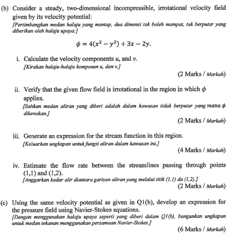 Solved (b) Consider a steady, two-dimensional | Chegg.com