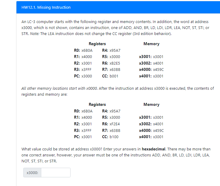 Solved An LC-3 computer starts with the following register | Chegg.com