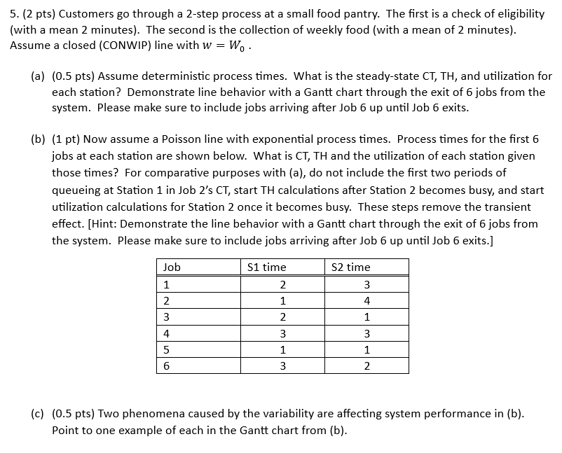 Solved (2 ﻿pts) ﻿Customers go through a 2-step process at a | Chegg.com
