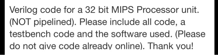 Solved Verilog Code For A 32 Bit Mips Processor Unit Not