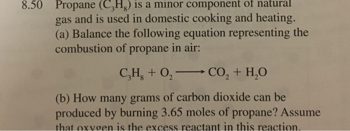 Solved Propane (C_3 H_8) is a minor component of natural gas | Chegg.com