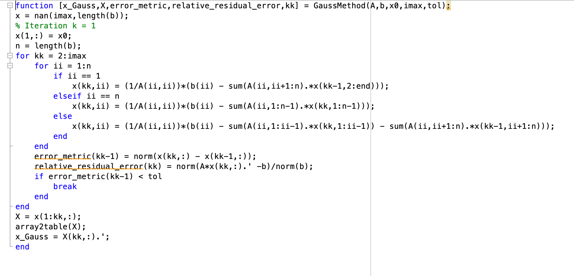Modify The Gauss Seidel Function You Completed In Lab