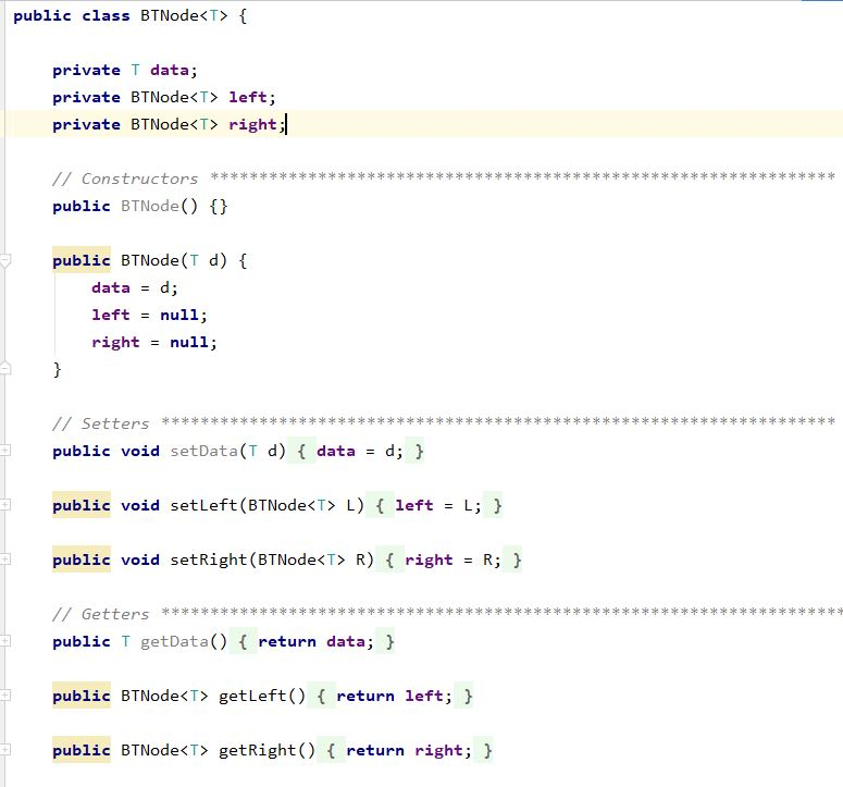 Solved public class BTNode { private T data; private BTNode | Chegg.com