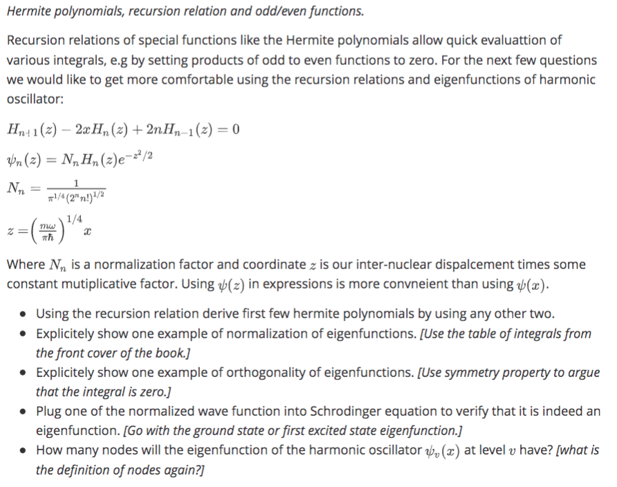 Hermite polynomials, recursion relation and odd/even | Chegg.com