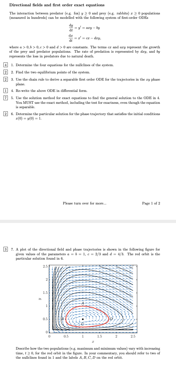 Solved Directional Fields And First Order Exact Equations