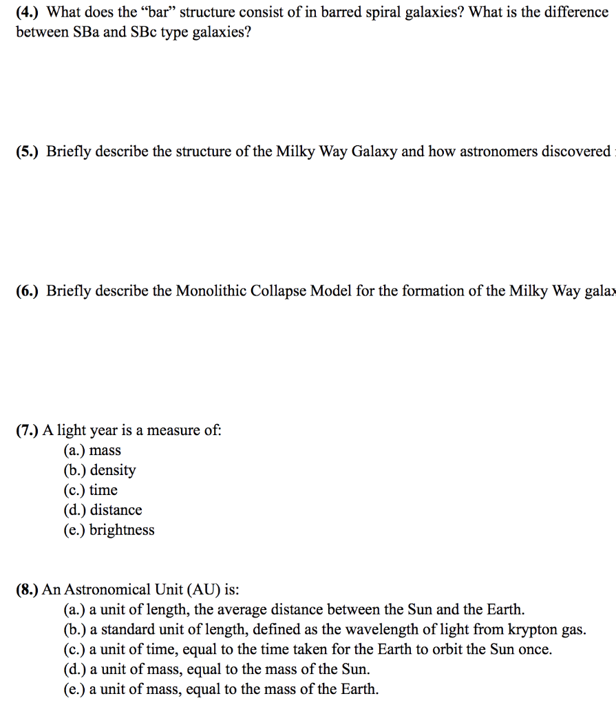 Solved (4.) What does the “bar” structure consist of in | Chegg.com