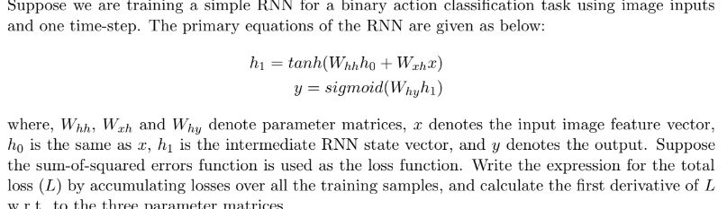 Suppose we are training a simple RNN for a binary | Chegg.com