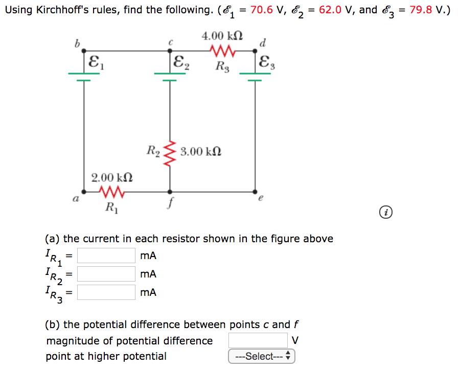 Solved (Refer to image above) Using Kirchhoff's rules, find | Chegg.com