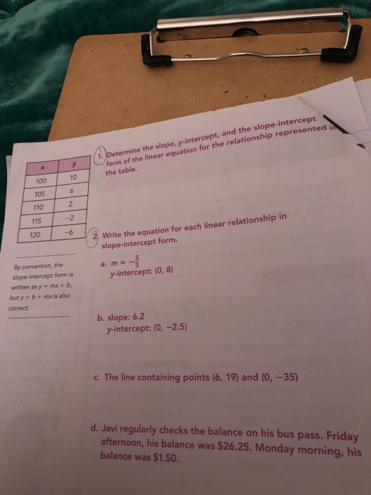 Solved form of the linear equation for the relationship | Chegg.com