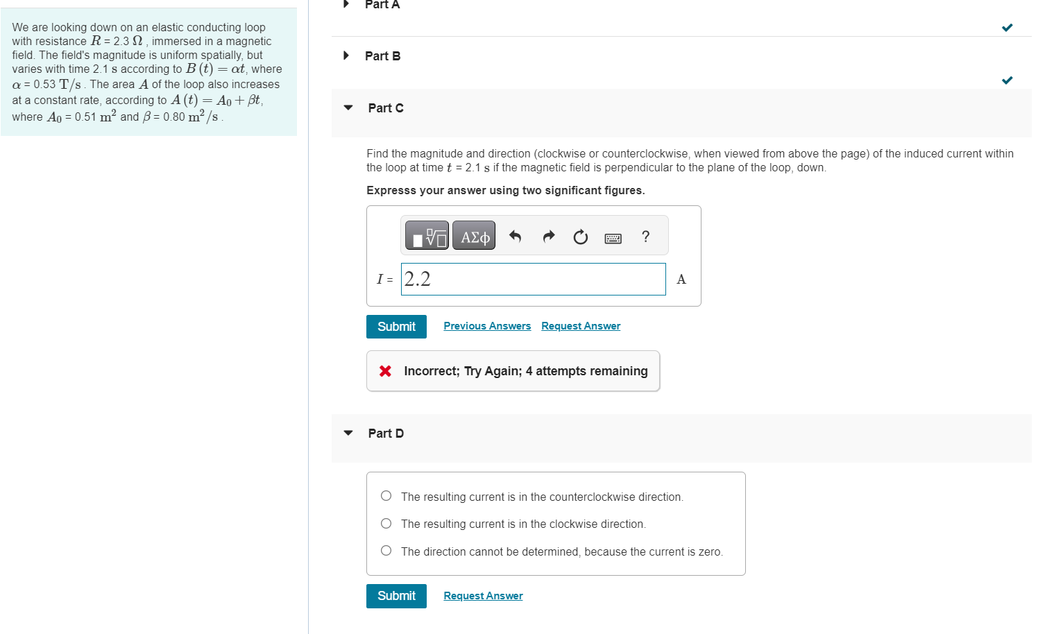Solved We are looking down on an elastic conducting loop | Chegg.com