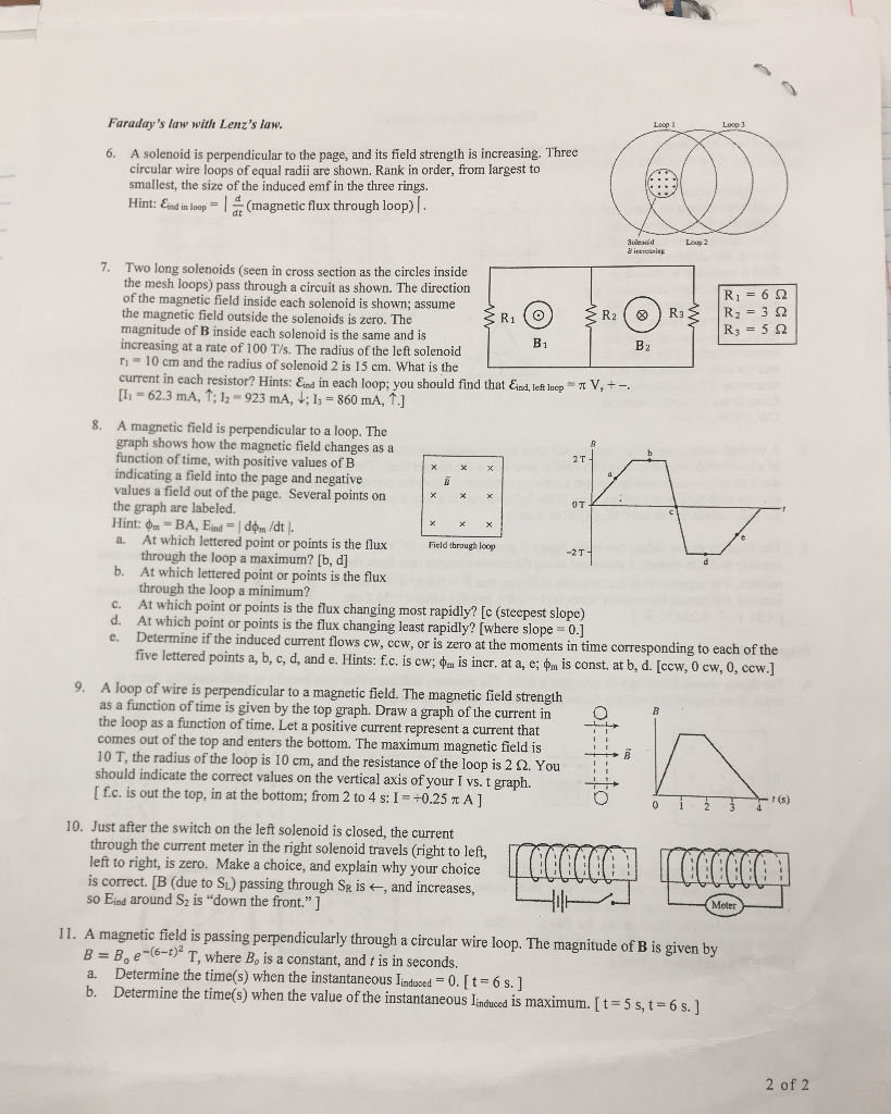 Solved Faraday's law with Lenz's law. Loop 1 Loop 3 A | Chegg.com