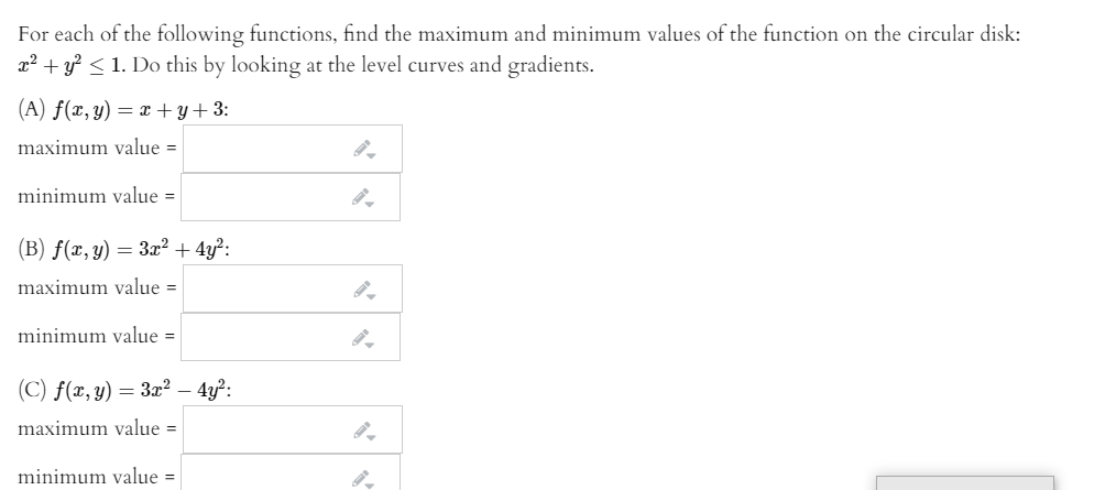 Solved For each of the following functions, find the maximum | Chegg.com