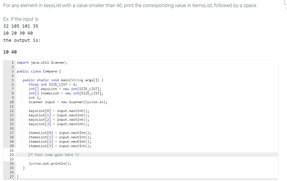 Solved For any element in keysList with a value smaller than | Chegg.com