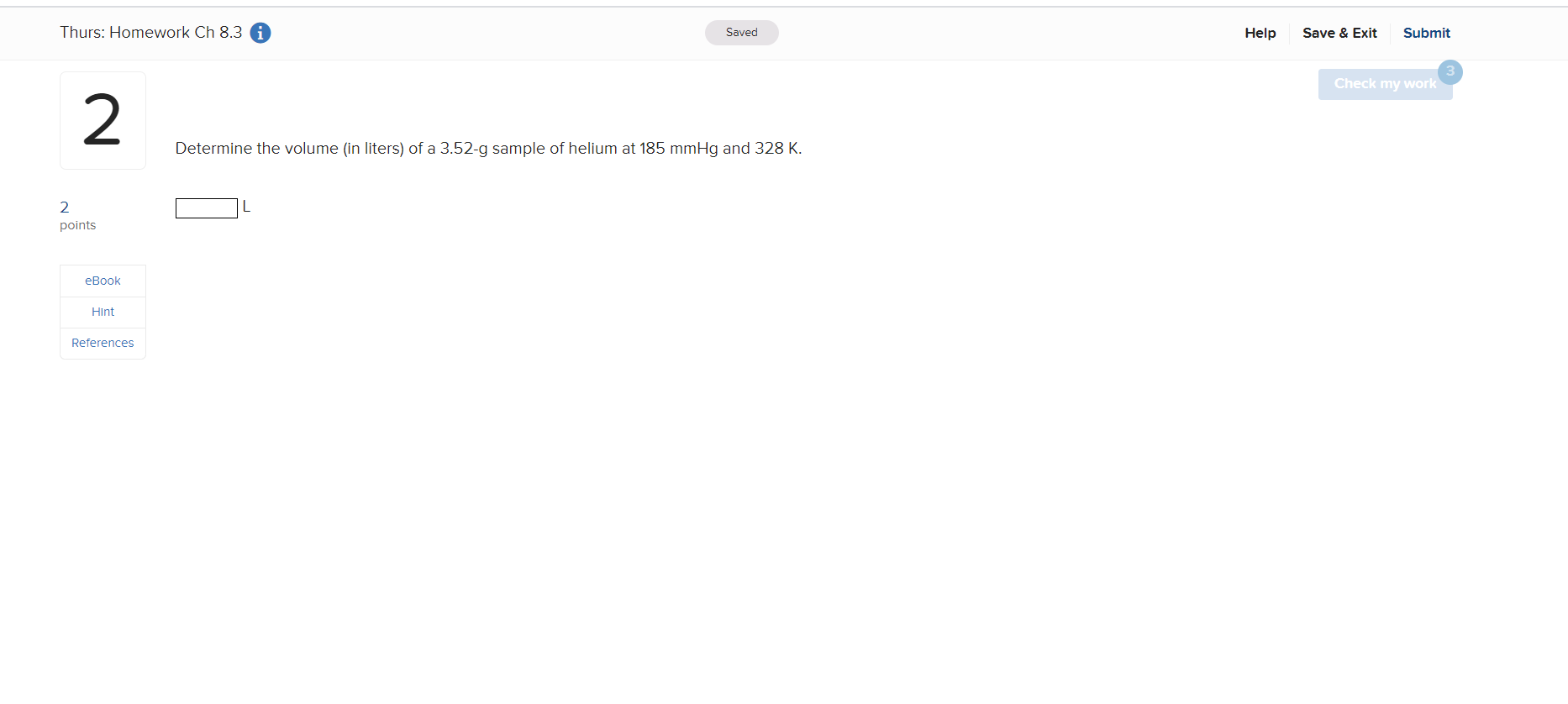 Solved Thurs: Homework Ch 8.3 i Saved Help Save & Exit | Chegg.com