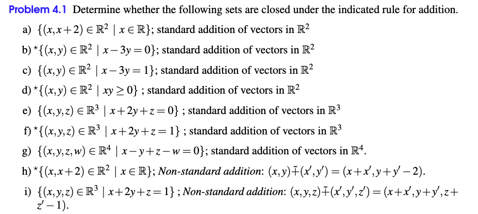 Solved Problem 4.1 Determine whether the following sets are | Chegg.com