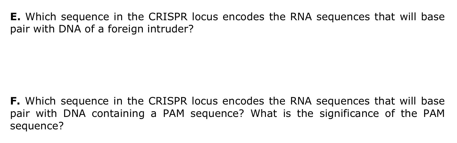 Solved CRISPR What is the biological function of CRISPR in | Chegg.com