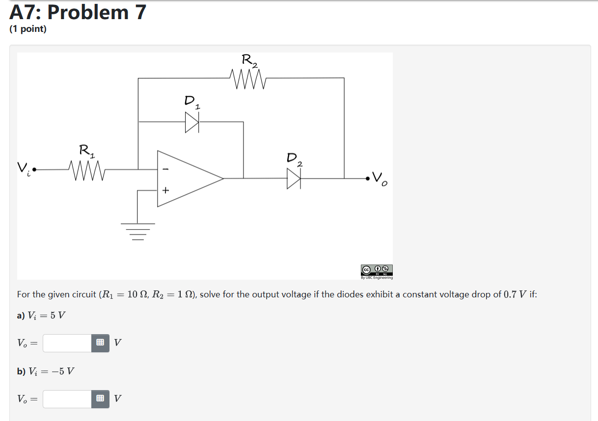 Solved A7: Problem 7 (1 point) For the given circuit ( | Chegg.com