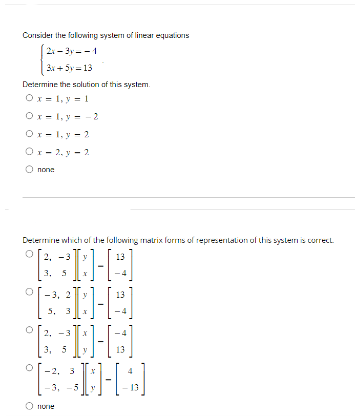 Solved Consider the following system of linear equations | Chegg.com
