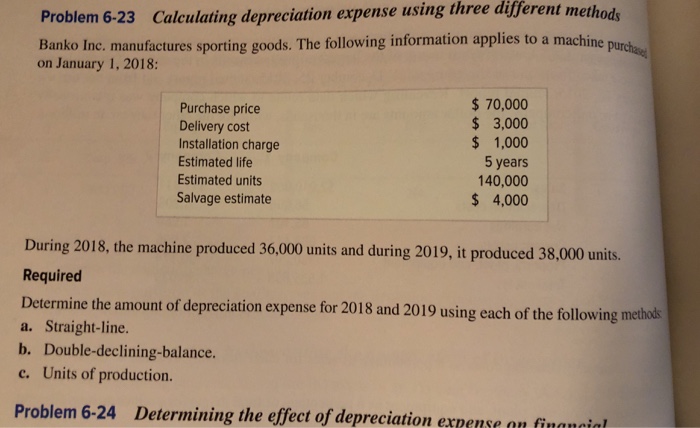 Solved em 6-23 Calculating depreciation expense using three | Chegg.com