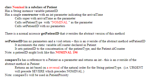 Solved abstract class Patient implements the Comparable | Chegg.com