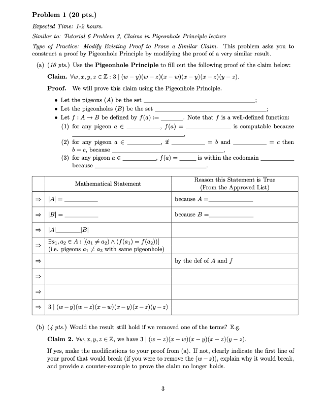 Solved Problem 1 (20 pts.) Expected Time: 1-2 hours. Similar | Chegg.com