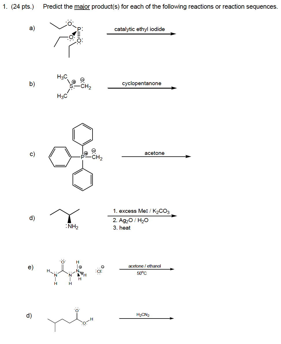 Solved 1. (24 pts.) Predict the major product(s) for each of | Chegg.com