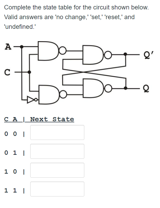 Solved Complete the state table for the circuit shown below. | Chegg.com