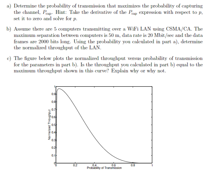 Solved a) Determine the probability of transmission that | Chegg.com