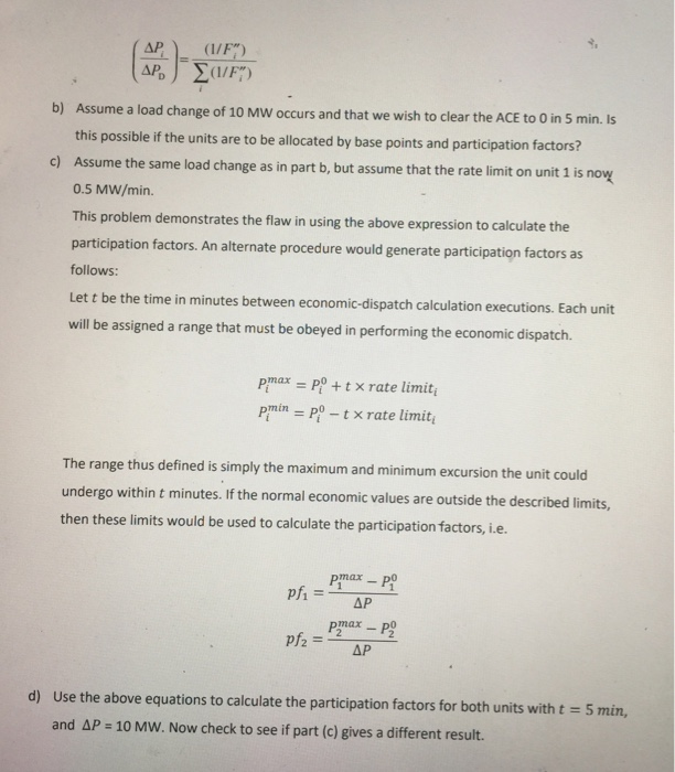 Given two generating units with data as follows: | Chegg.com