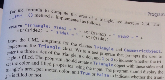 Solved .1 (The Triangle class) Design a class named Triangle | Chegg.com