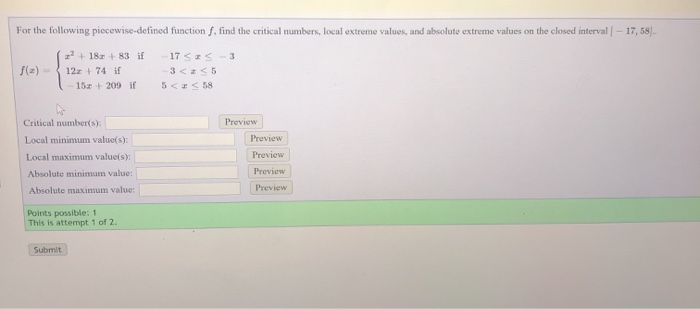 Solved For the following piecewise-defined function f. find | Chegg.com