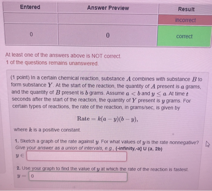 Solved Entered Answer Preview Result incorrect correct At | Chegg.com