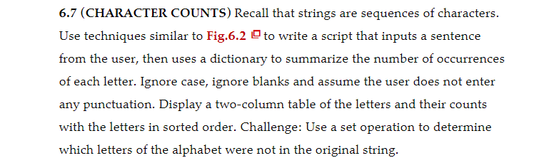 Solved 6.7 (CHARACTER COUNTS) Recall that strings are | Chegg.com