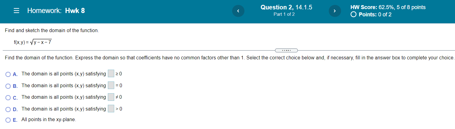 Solved Homework: Hwk 8 Question 2, 14.1.5 Part 1 of 2 HW | Chegg.com